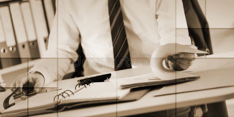 Businessman Opening a Folder, Geometric Pattern Stock Image - Image of ...