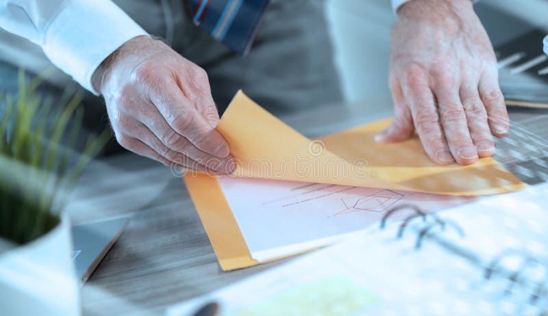 Businessman Opening Folder Light Effect Stock Photo - Image of person ...