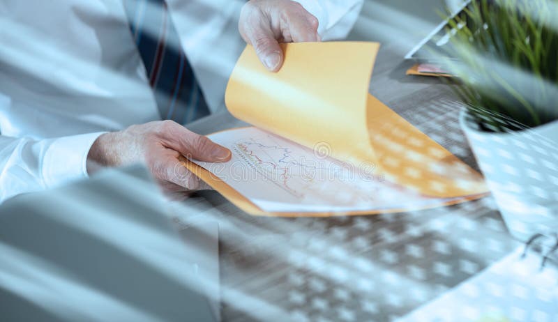 Businessman Opening Folder; Light Effect Stock Image - Image of ...