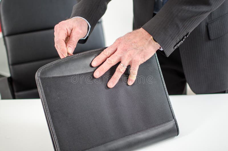 Businessman Opening His Briefcase Stock Image - Image of open, lawyer ...