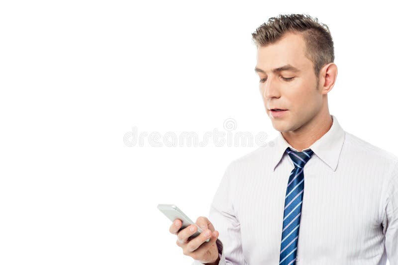 Businessman Operating His Mobile Phone Stock Image - Image of hands ...