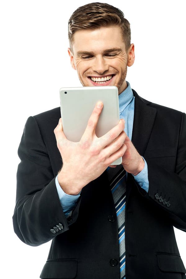 Businessman Operating Tablet Device Stock Image - Image of digital ...