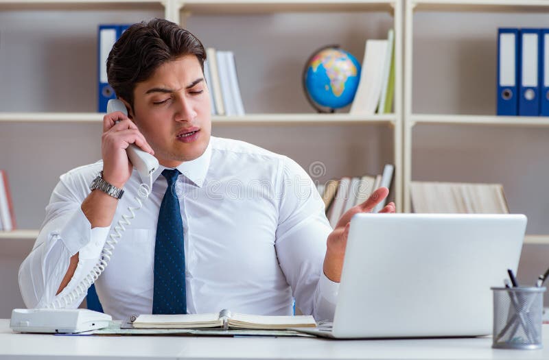 Businessman Operator Agent Working in the Office Stock Image - Image of ...