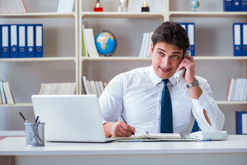 The Businessman Operator Agent Working in the Office Stock Image ...