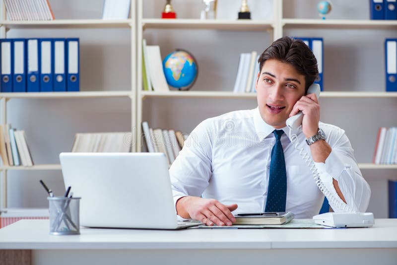 The Businessman Operator Agent Working in the Office Stock Photo ...