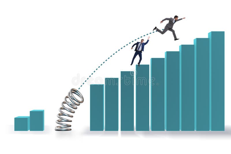 The Businessman Outperforming His Competition Jumping Over Stock ...