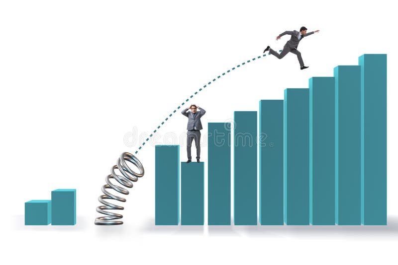 The Businessman Outperforming His Competition Jumping Over Stock ...