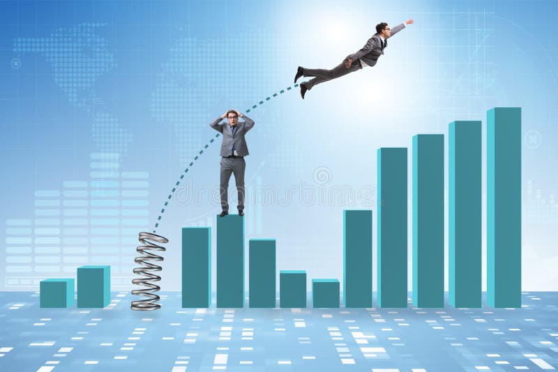 The Businessman Outperforming His Competition Jumping Over Stock Image ...