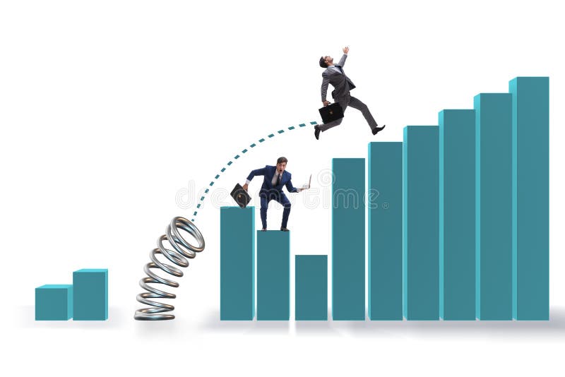 The Businessman Outperforming His Competition Jumping Over Stock ...
