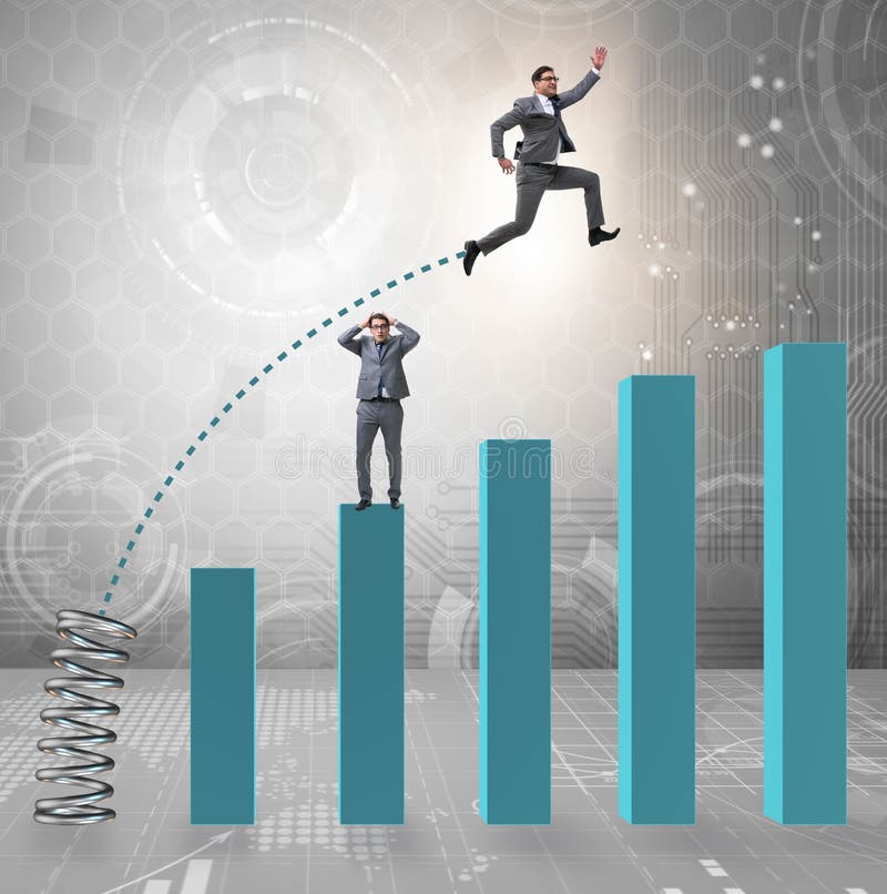 Businessman Outperforming His Competition Jumping Over Stock Image ...