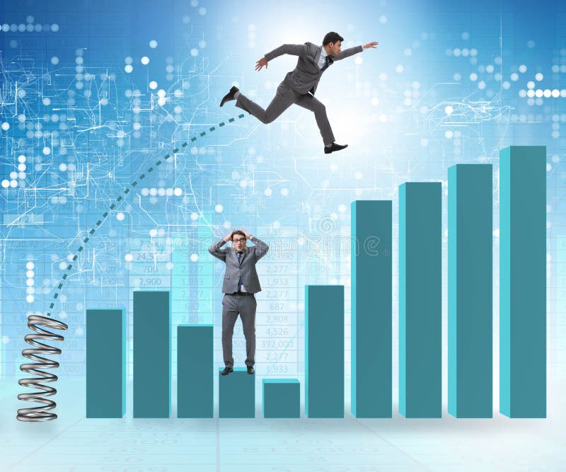 Businessman Outperforming His Competition Jumping Over Stock Image ...