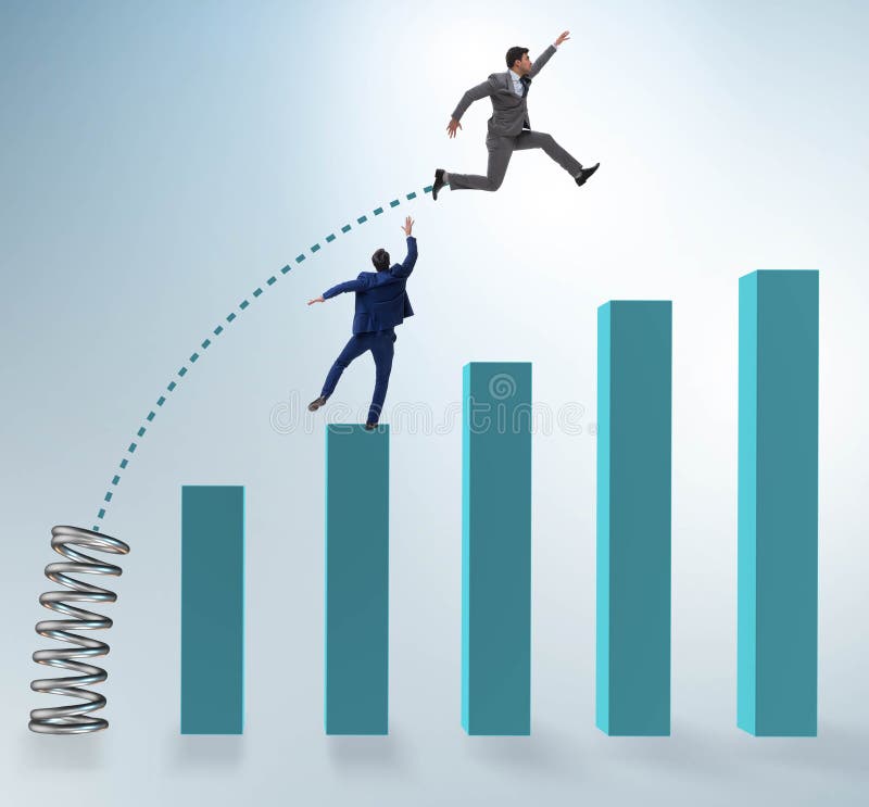 Businessman Outperforming His Competition Jumping Over Stock Image ...