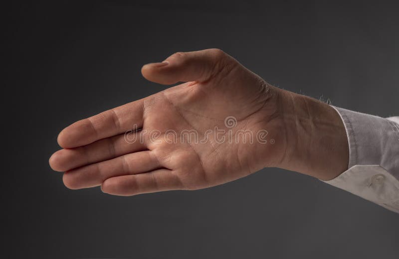 Businessman Outsretched His Hand for Handshake, Side View Stock Photo ...