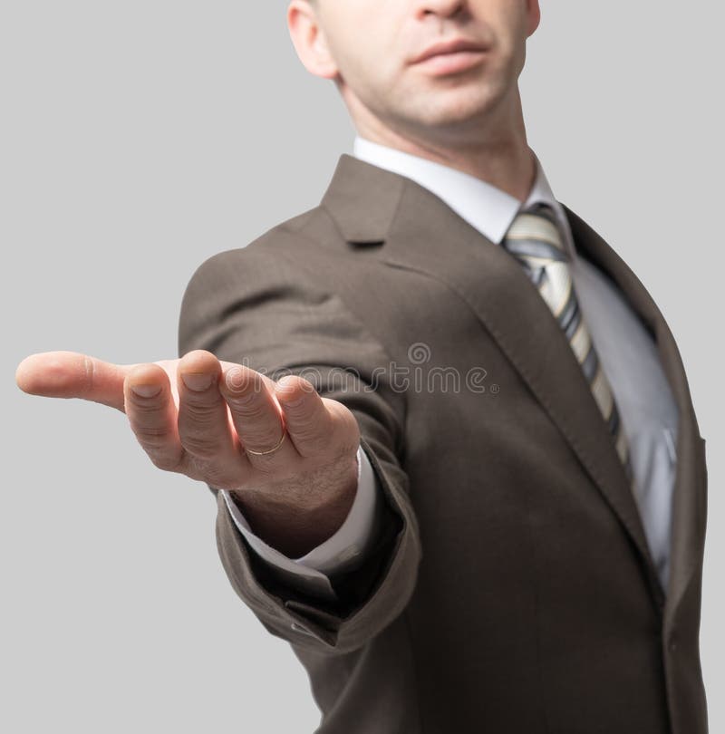 Businessman with Outstretched Hand Stock Image - Image of people ...