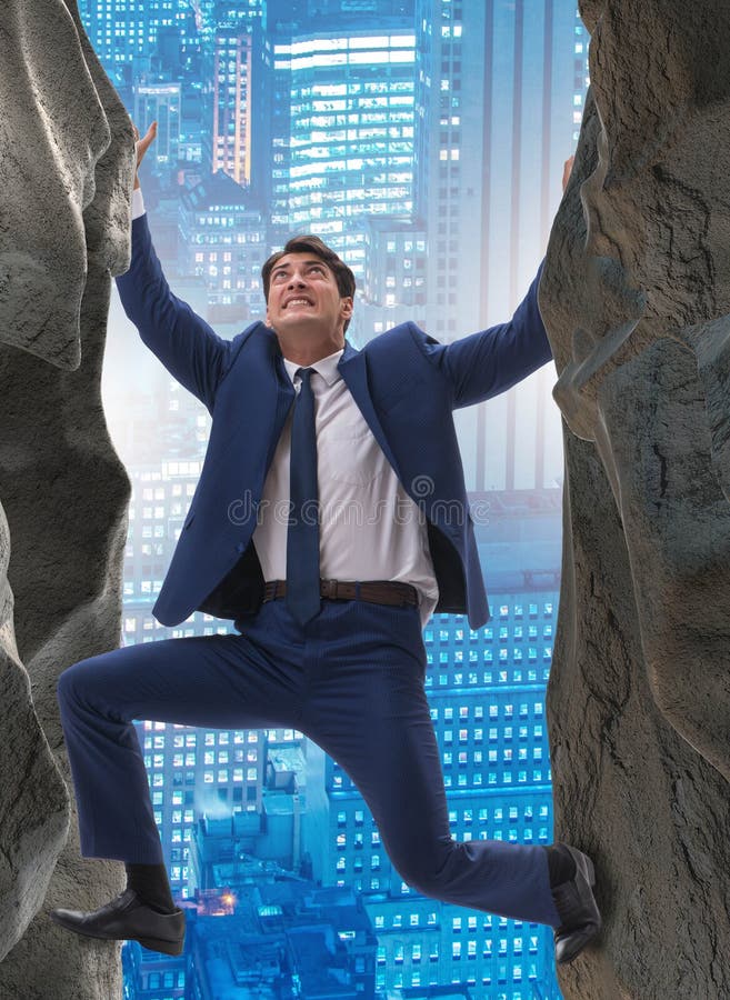 The Businessman Overcoming Challenges in Business Concept Stock Image ...