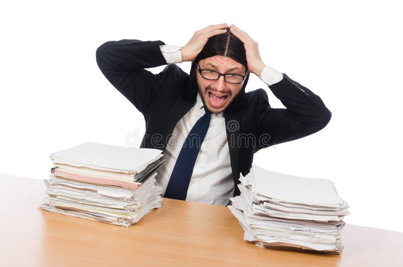 Businessman Overwhelmed And Stressed From Stock Image - Image of folder ...