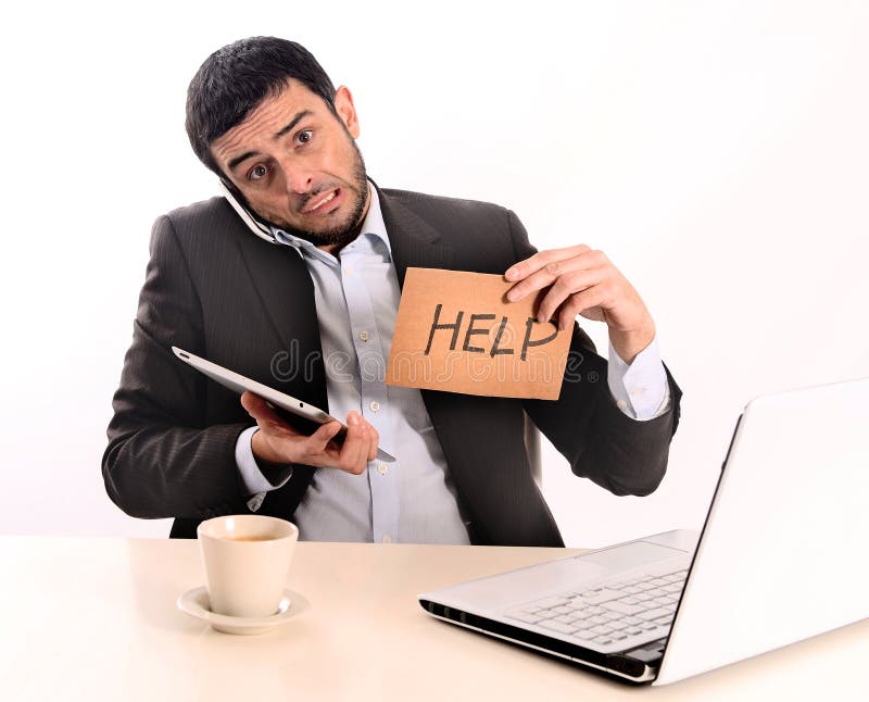 Businessman Overworked at Office Stock Photo - Image of cellphone ...