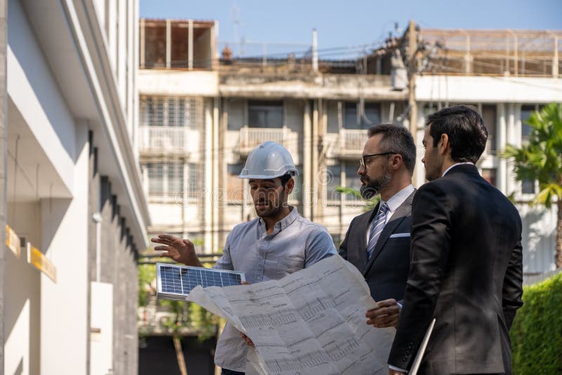 Businessman or Owner Meeting Building Consults Engineering Team Design ...