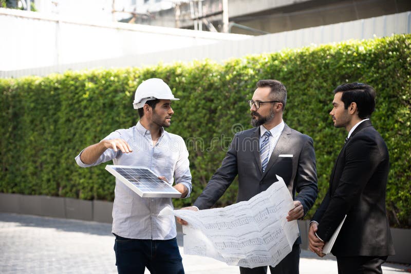 Businessman or Owner Meeting Building Consults Engineering Team Design ...