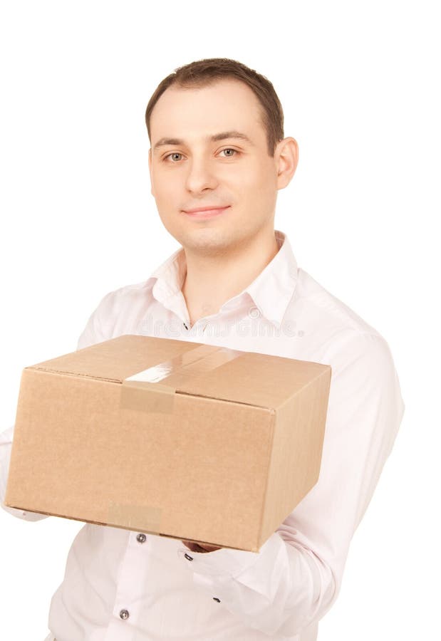 Businessman with parcel stock image. Image of pack, brown - 41009511