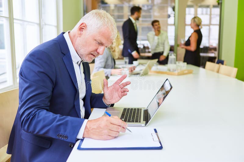 Businessman at the PC Has Ideas for Business Strategy Stock Image ...