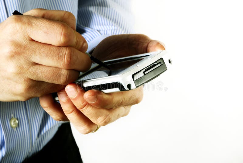 Businessman with pda stock photo. Image of background - 4941846