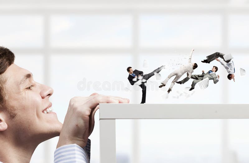 Businessman Peeping from Under Table Stock Image - Image of businessman ...