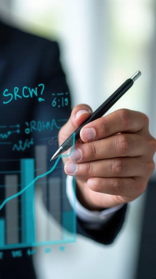 Businessman with Pen Draws Growth Graph of Business. Business Strategy ...