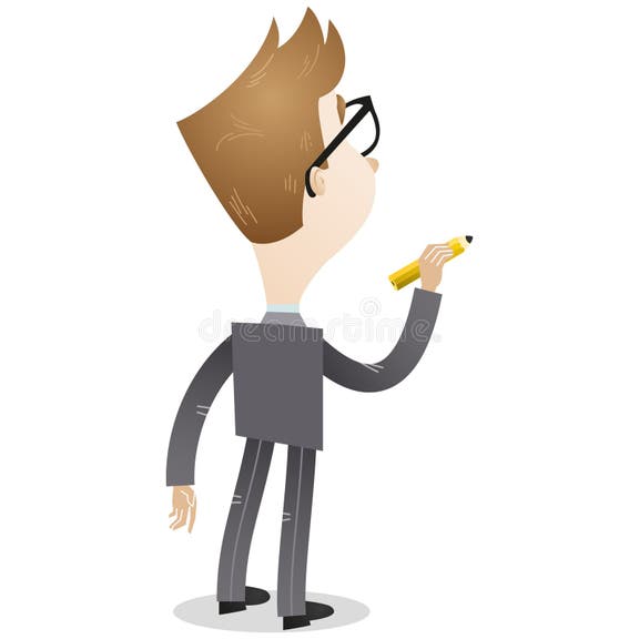 Businessman with Pencil (back View) Stock Vector - Illustration of ...