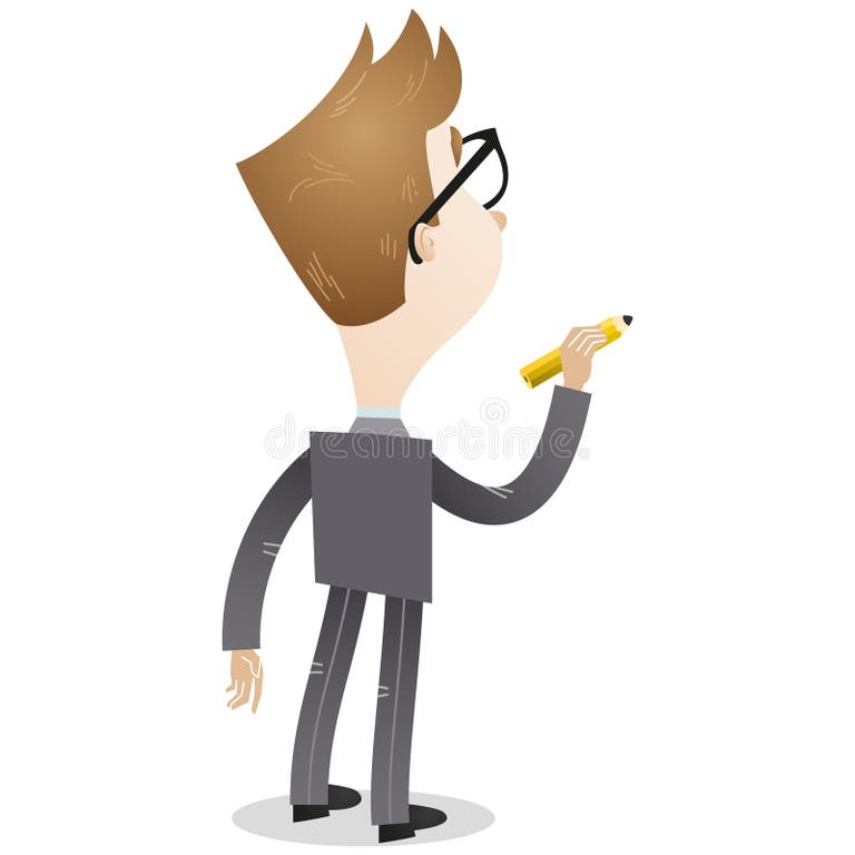 Businessman with Pencil (back View) Stock Vector - Illustration of ...