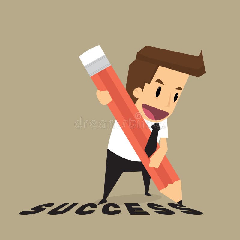 Businessman with Pencil Writing Success Stock Vector - Illustration of ...