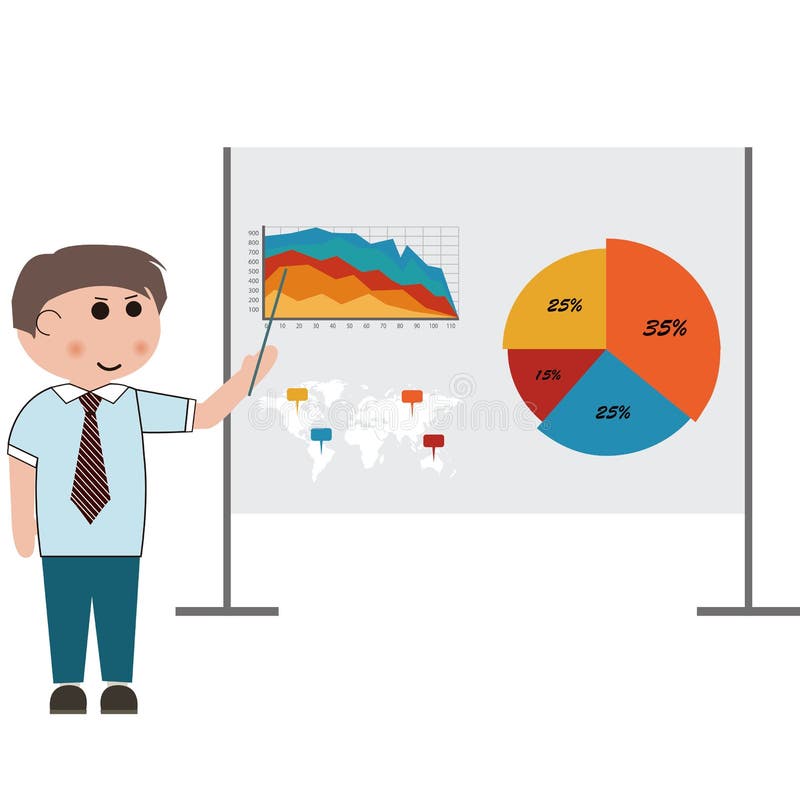 Businessman Reporting On Presentation Board With Growth Up Graph ...