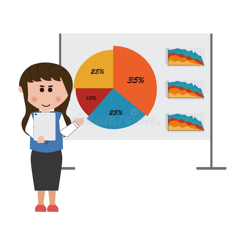 Businessman Reporting On Presentation Board With Growth Up Graph ...