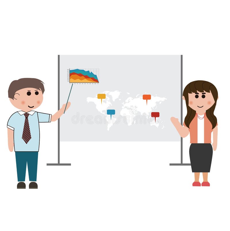 Businessman Reporting On Presentation Board With Growth Up Graph ...