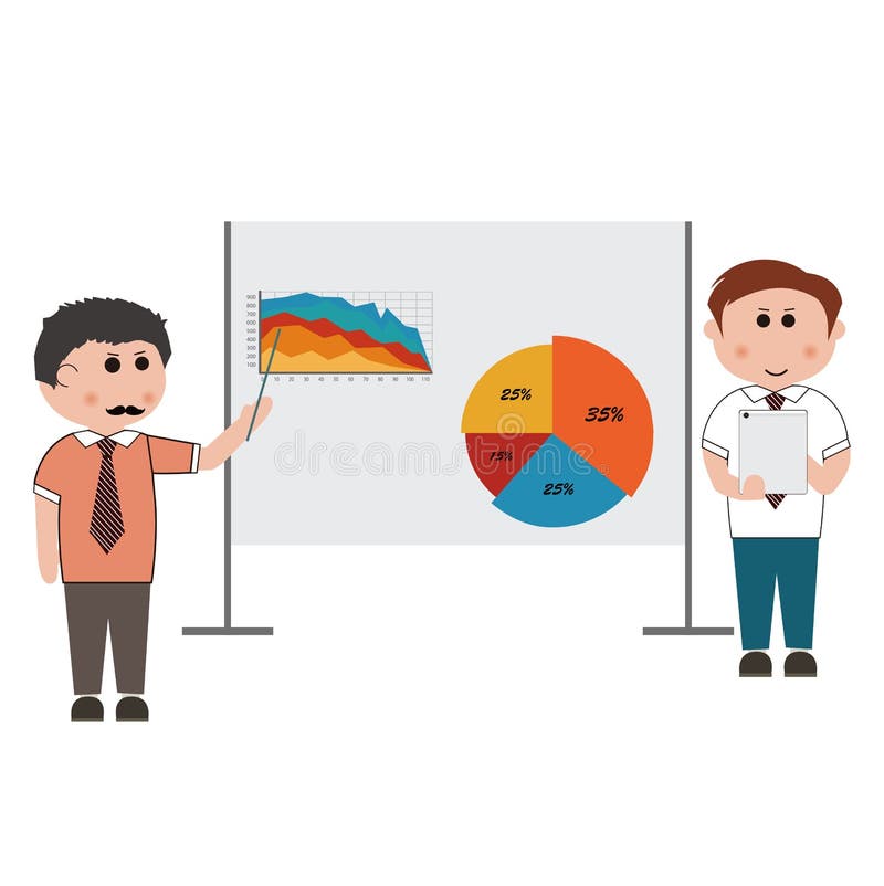 Businessman Reporting On Presentation Board With Growth Up Graph ...