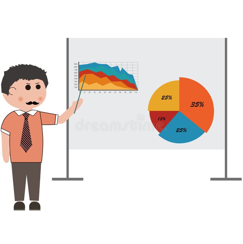 Businessman Reporting On Presentation Board With Growth Up Graph ...