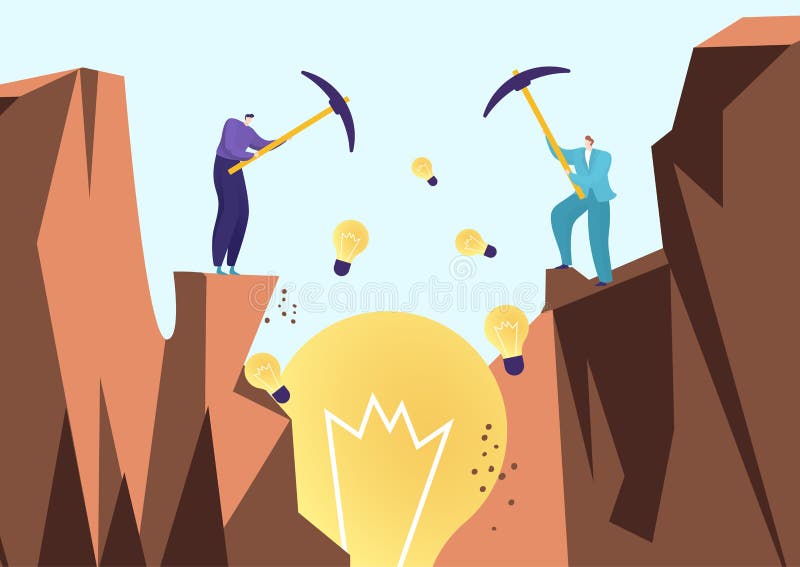 Businessman People Teamwork Together Work Hold Pickaxe Mining Creative ...