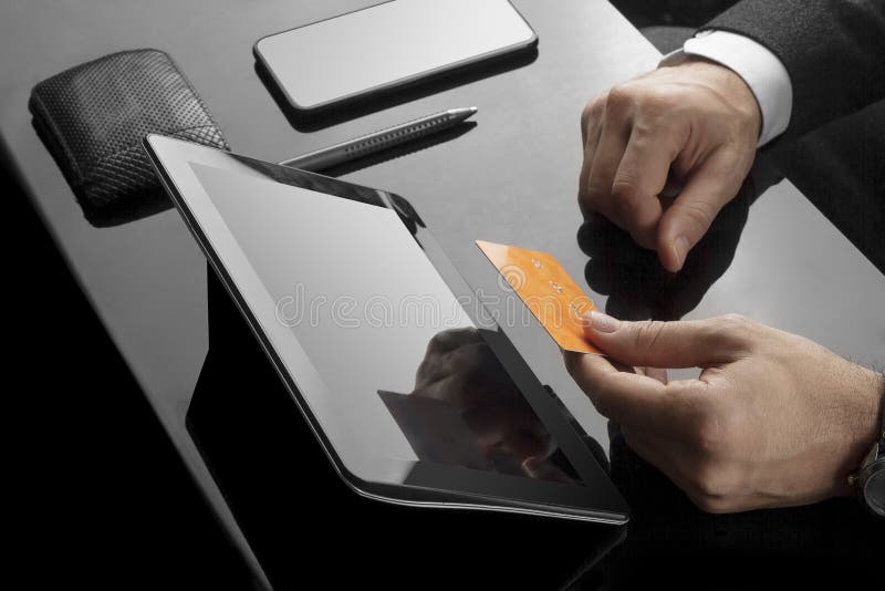 Businessman is Performing Bank Transactions in Office Stock Image ...