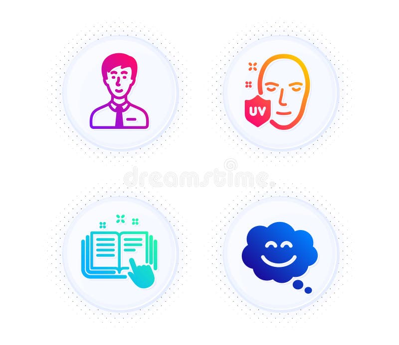 Businessman Person, Technical Documentation and Uv Protection Icons Set ... Businessman Person, Technical Documentation and Uv Protection Icons Set ...