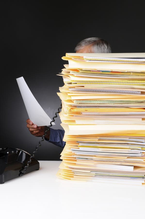 Telephone and Stack of Files Stock Photo - Image of manila, folders ...