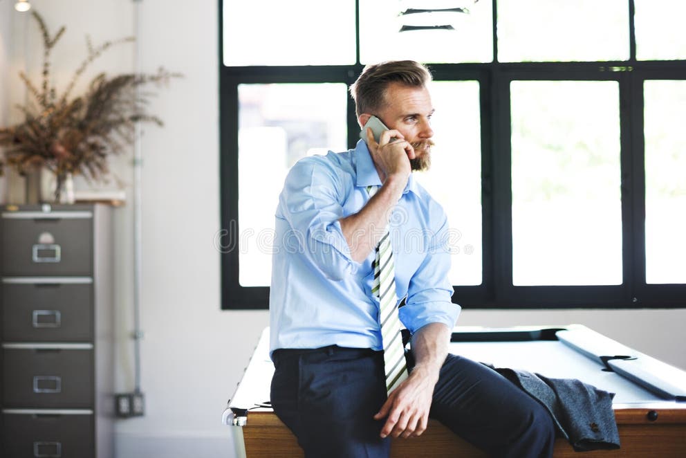 Businessman Phone Boss Calling Work Concept Stock Photo - Image of ...