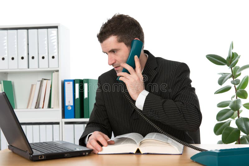 Businessman on the phone stock image. Image of laptop - 36822059