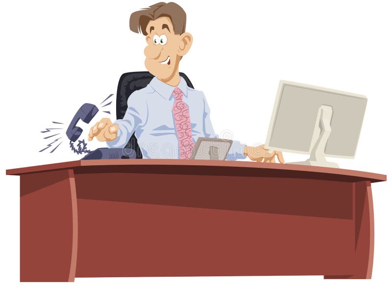 Businessman with Phone. Funny People Stock Vector - Illustration of ...