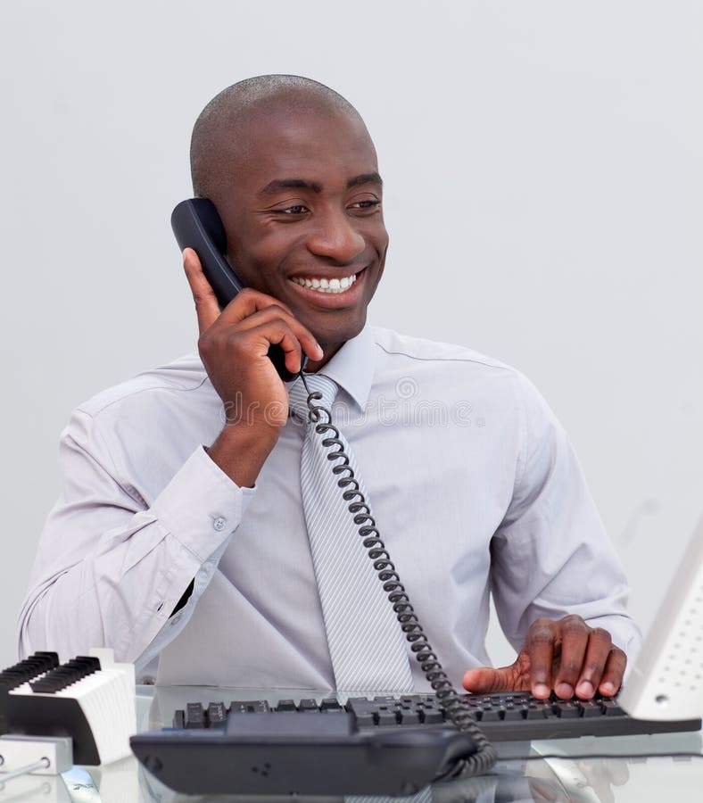 Businessman on Phone in the Office Stock Photo - Image of people, chair ...