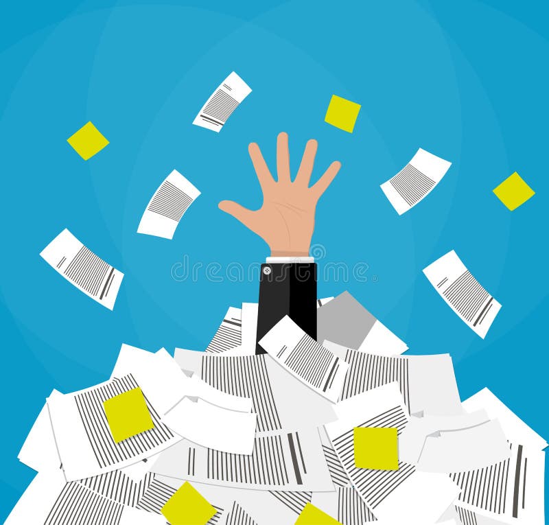 Businessman in Pile of Documents Stock Vector - Illustration of medical ...