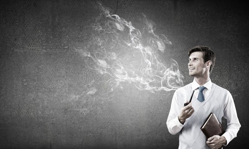 Businessman and pipe smoke stock image. Image of handsome - 56600099