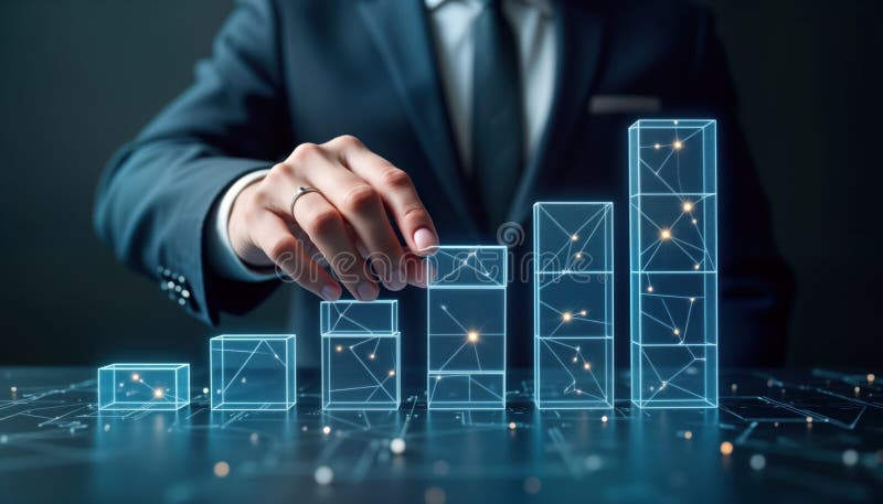 Businessman Places Digital Blocks Business Growth. Digital Tech Tools ...