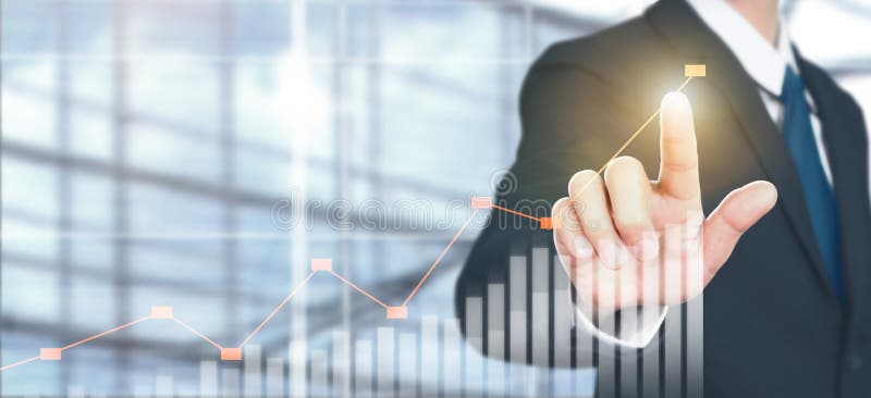 Businessman Plan Graph Growth and Increase of Chart Positive Indicators ...