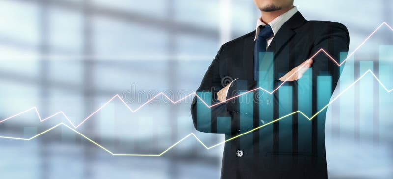 Businessman Plan Graph Growth and Increase of Chart Positive Indicators ...