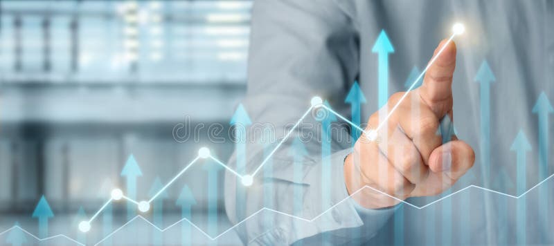 Businessman Plan Graph Growth and Increase of Chart Positive Indicators ...